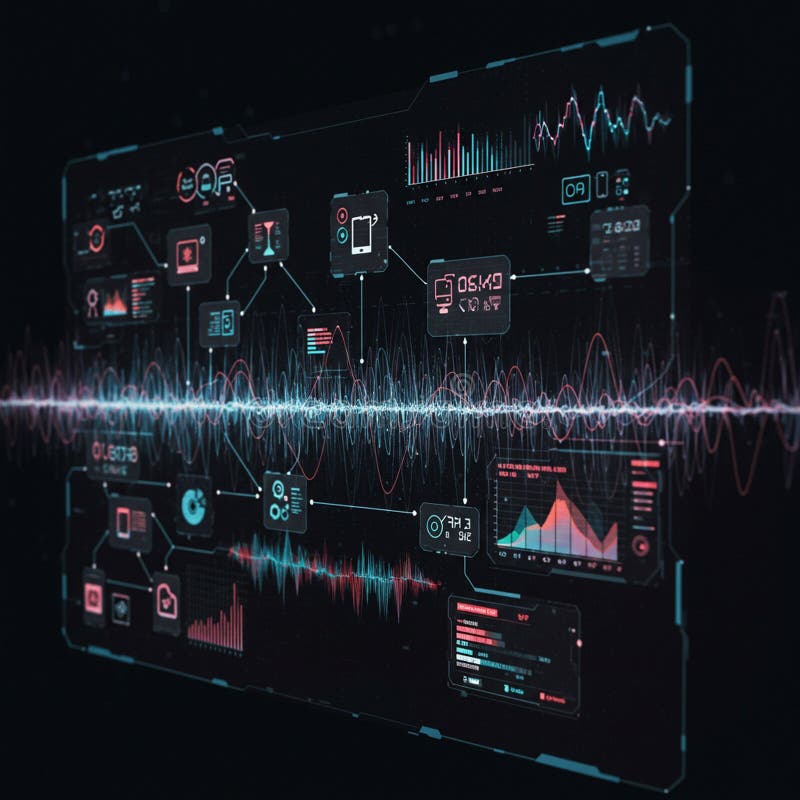A Digital Interface Displays Various Data Elements, Including Graphs ...