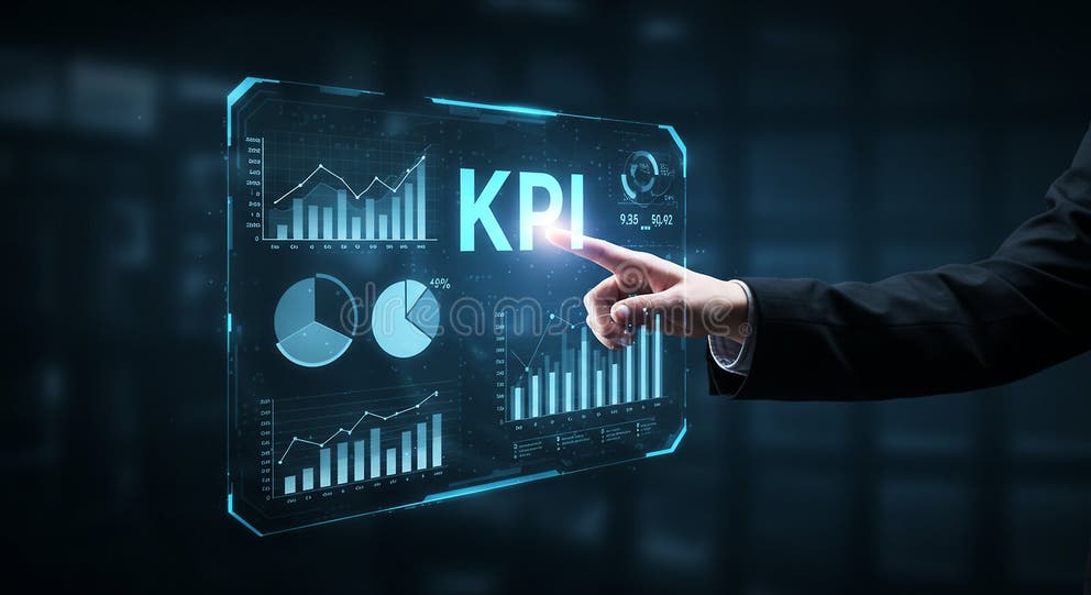 A Digital Interface Displays Various Data Visualizations, Including Line Graphs, Pie Stock ...