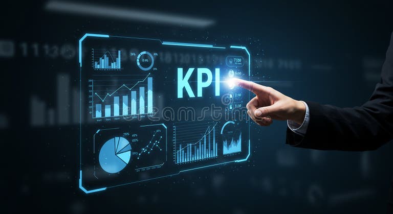 A Digital Interface Displays Various Graphs and Charts Labeled "KPI ...
