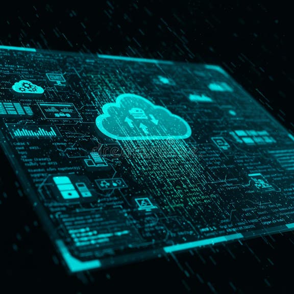 Digital Interface Featuring a Glowing Cloud Icon at Its Center, Symbolizing Cloud Stock ...