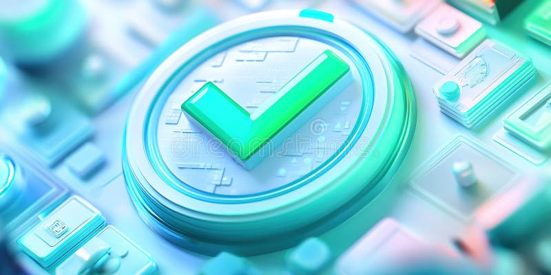 Digital Interface Featuring a Glowing Green Check Mark Symbolizing ...