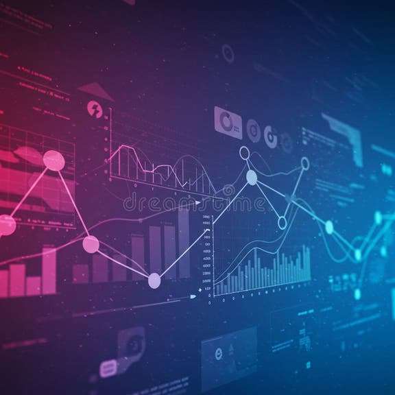 Digital Interface Featuring Various Data Visualizations, Including Line Graphs and Bar Stock ...