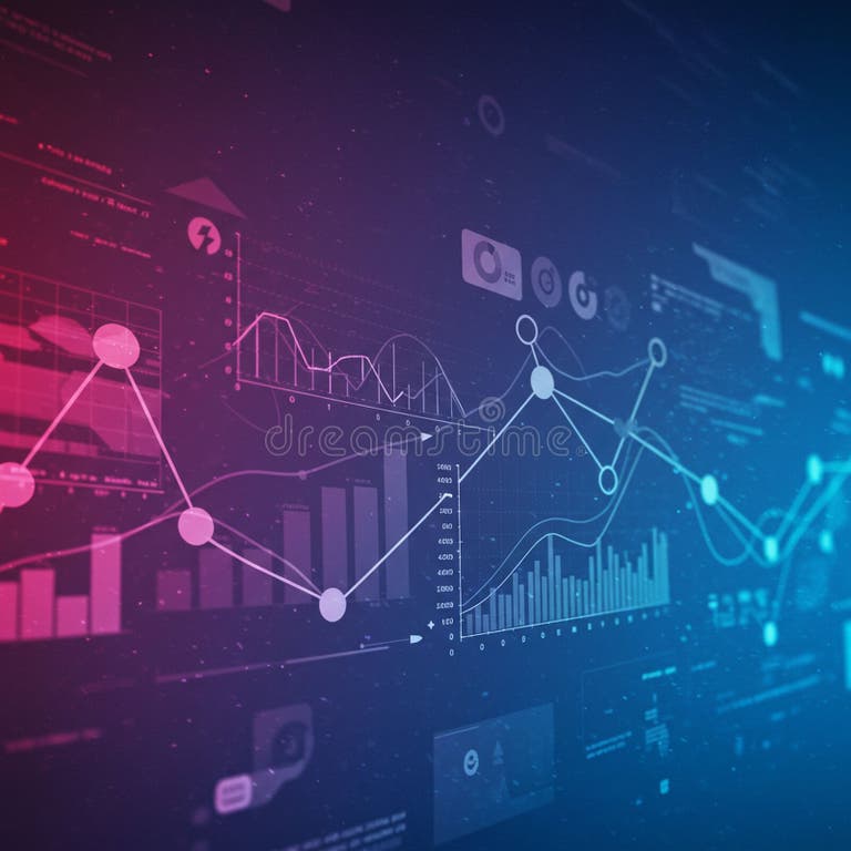 Digital Interface Featuring Various Data Visualizations, Including Line ...