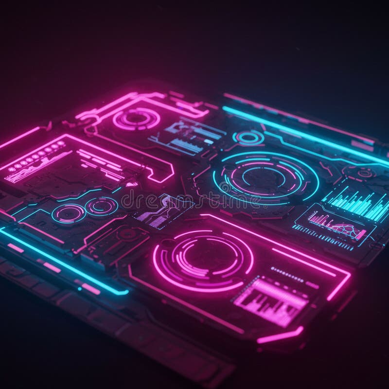 A Digital Interface with a Futuristic Design, Showcasing Neon Graphics ...