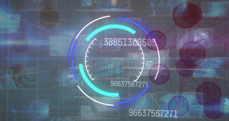 Digital Interface with Futuristic Graphics and Binary Code Displayed on Screen Stock Photo ...