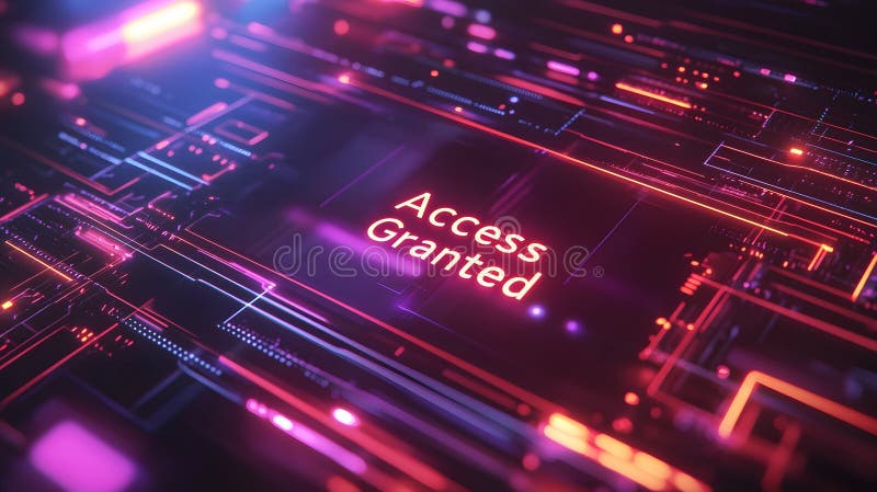 Digital Interface with Glowing Access Grant Stock Illustration ...