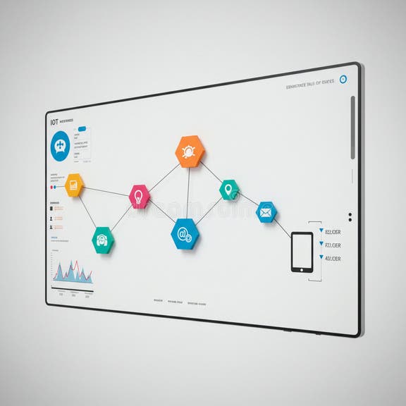 A Digital Interface with Hexagonal Icons Connected by Lines ...