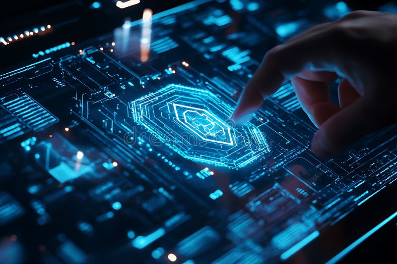 Digital Interface and Human Interaction Ai Generator Stock Illustration ...