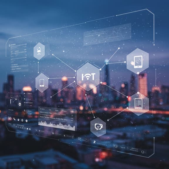 Digital Interface Illustrating the Internet of Things (IoT) with ...