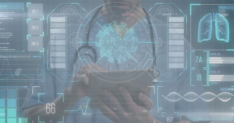 Digital Interface with Medical Data Processing Against Mid Section of ...