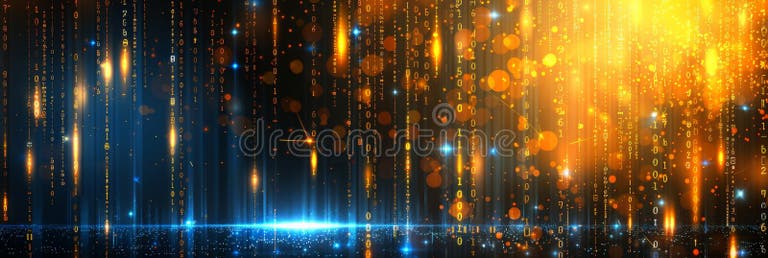 Digital Interface with Pixelated Data Stream, Binary Code, and Encryption Concept with Glowing ...
