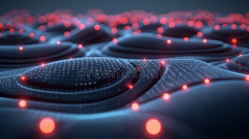 Digital Interface Pixelated Data Stream Binary Code Encryption Concept Red Blue Glowing Dots 2013