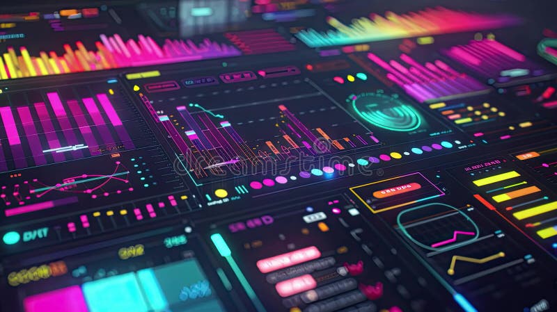 Digital Interface Pulsing with Data Streams, 4K Animated Video Looping Stock Footage - Video of ...