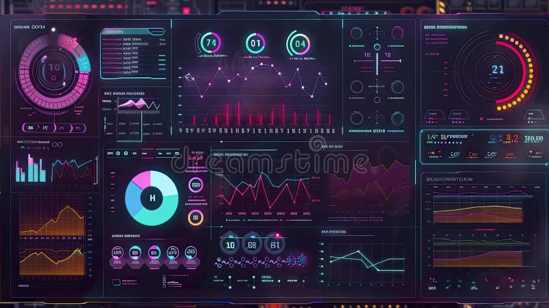 Digital Interface Pulsing with Data Streams, 4K Animated Video Looping Stock Video - Video of ...