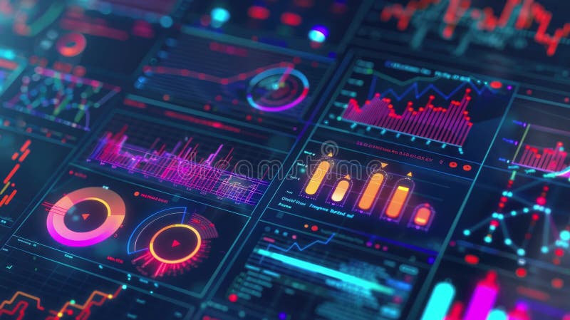 Digital Interface Pulsing with Data Streams, 4K Animated Video Looping Stock Footage - Video of ...