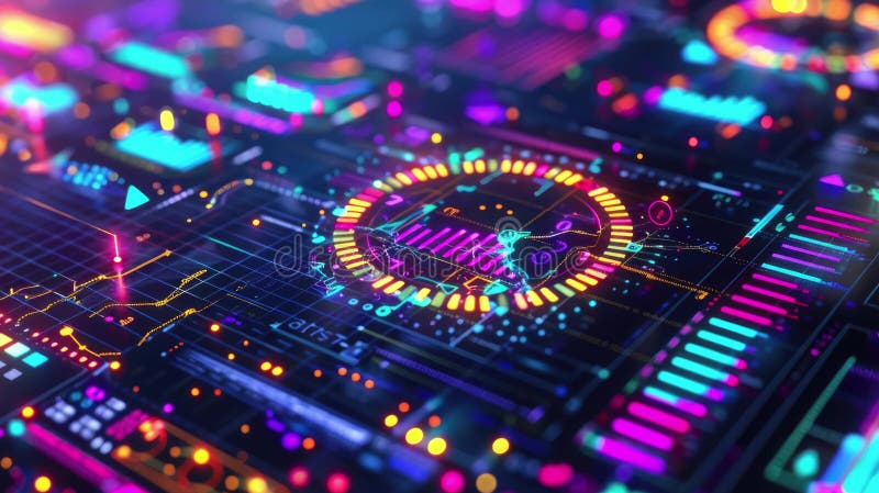 Digital Interface Pulsing with Data Streams, 4K Animated Video Looping Stock Footage - Video of ...