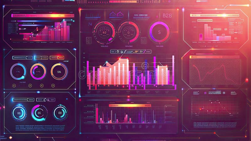 Digital Interface Pulsing with Data Streams, 4K Animated Video Looping Stock Footage - Video of ...
