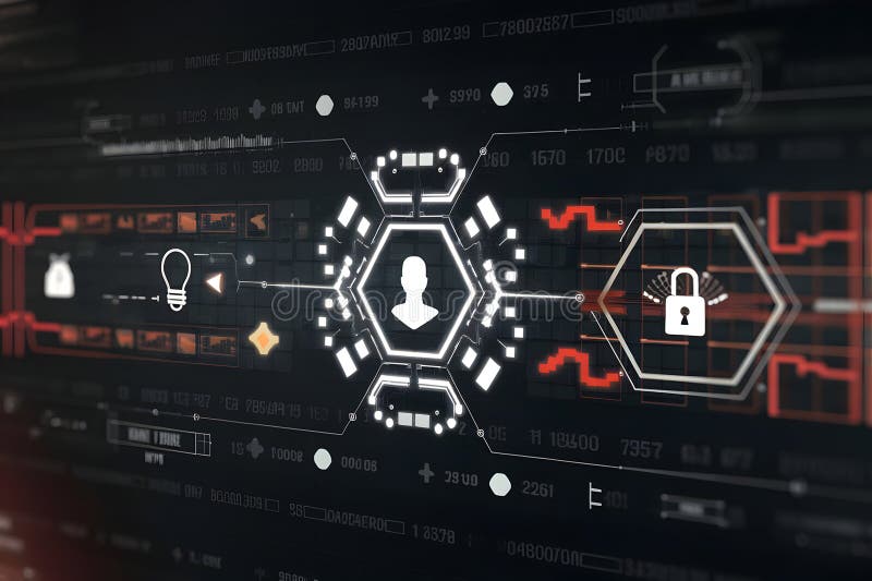 Techno Styled Control Panel with Hexagon, Icons, and Dark Palette of ...