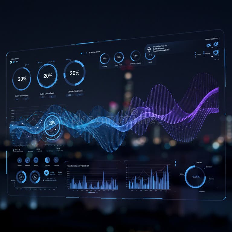 A Digital Interface Screen Displays Various Analytics and Data ...