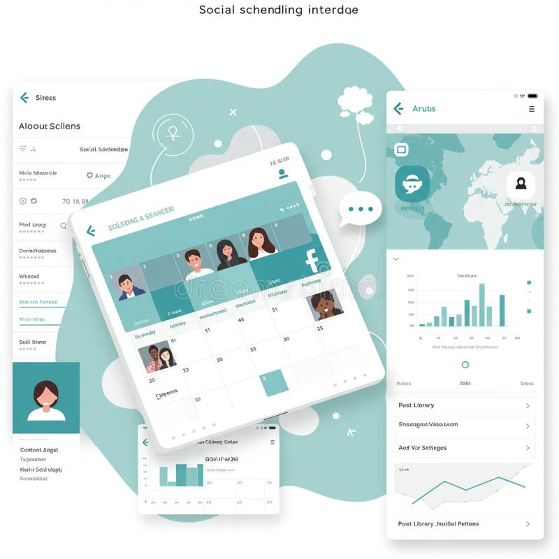 Digital Interface Showcases a Social Media Management Tool. Prominent ...