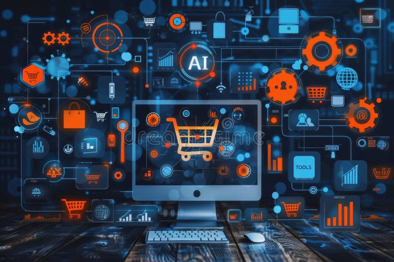 Digital Interface Showcasing Artificial Intelligence and E-commerce ...