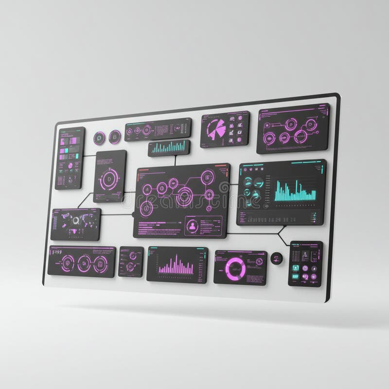 Digital Interface Showcasing Multiple Data Visualizations with a ...
