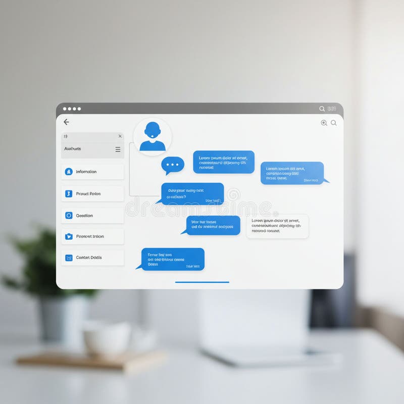 A Digital Interface Showing a Chat Window on a Blurred Background of a ...