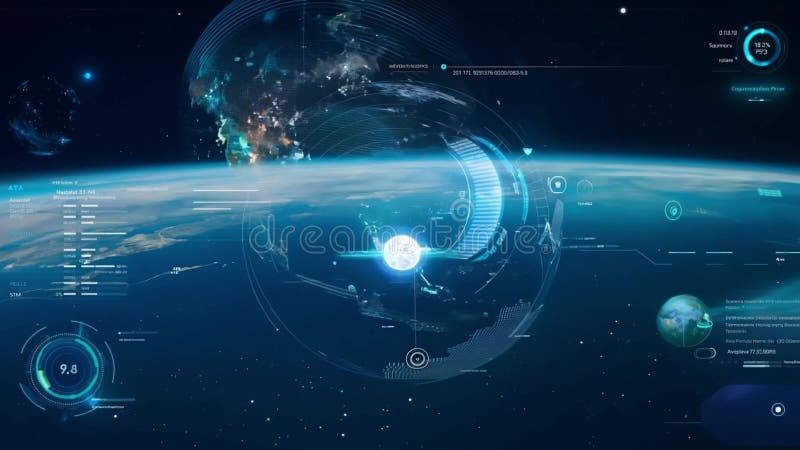 Futuristic Digital Interface Showing Earth from Space with Data ...