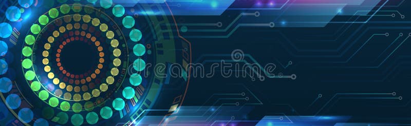 Digital Internet Communication on Blue Background. Hi-tech Vector ...