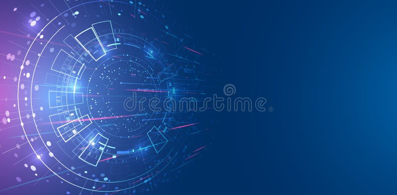 Digital Internet Communication on Blue Background. Wide Cyber Security ...