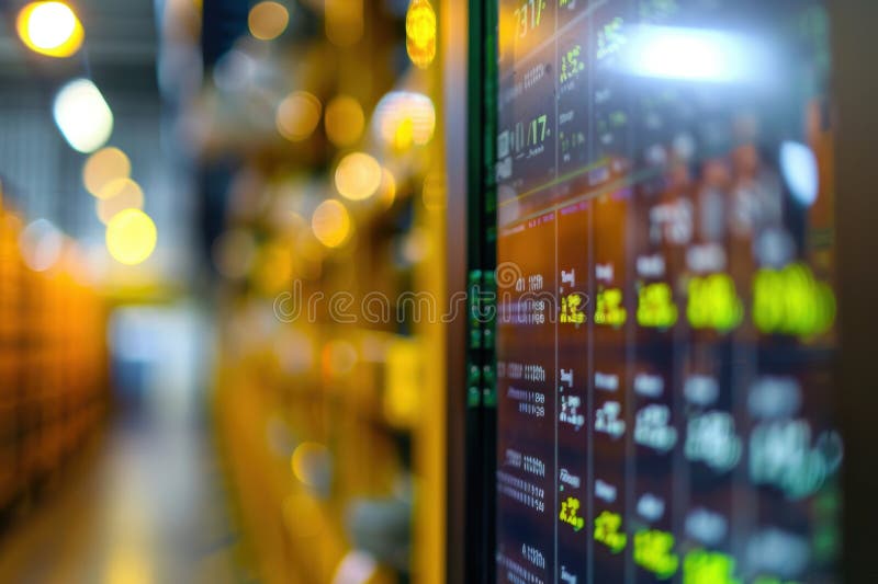 Digital Inventory Management System Blurred Warehouse Background ...