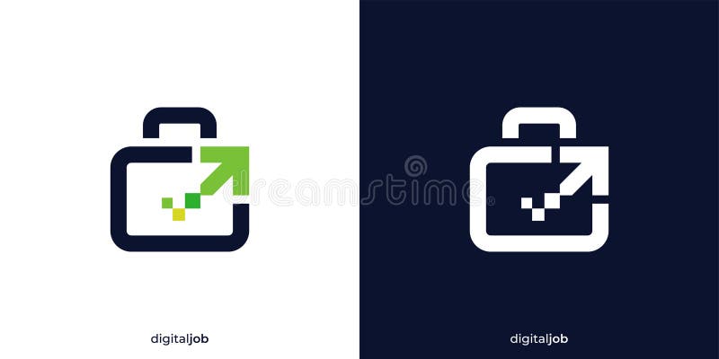 Simple Digital Job Logo. Suitcase and Digital Arrow Icon Graphic Stock ...