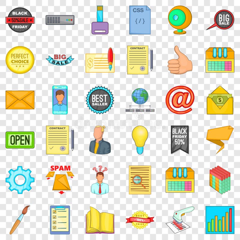 Digital Job Icons Set, Cartoon Style Stock Vector - Illustration of ...