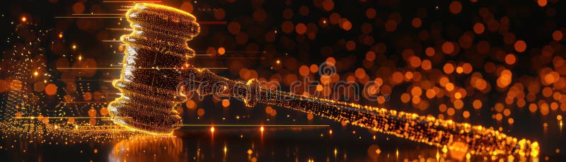 Digital Justice Abstract Representation of a Gavel with Glowing ... Digital Justice Abstract Representation of a Gavel with Glowing ...