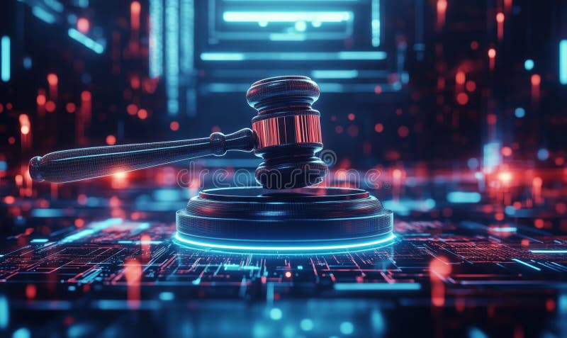 Digital Justice Gavel Symbolizing Law Technology Integration Modern ...