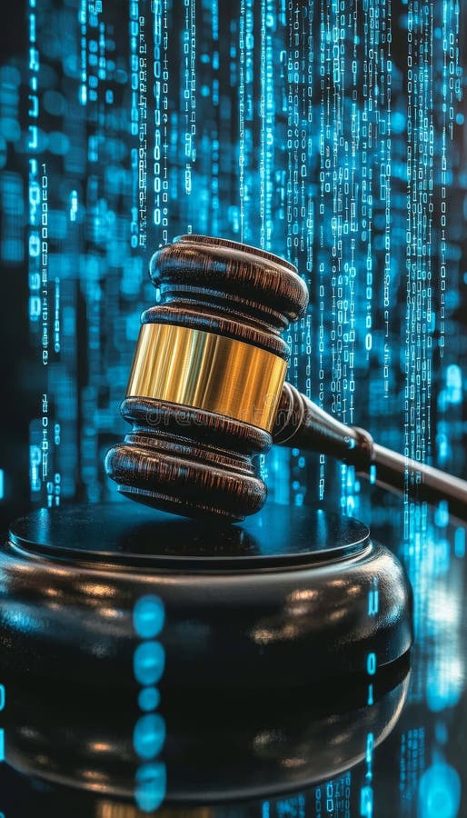 Digital Justice Judge S Gavel and Binary Code Background, Law and ...