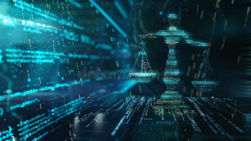 Digital Justice Scale in Cyberspace Stock Image - Image of justice ...