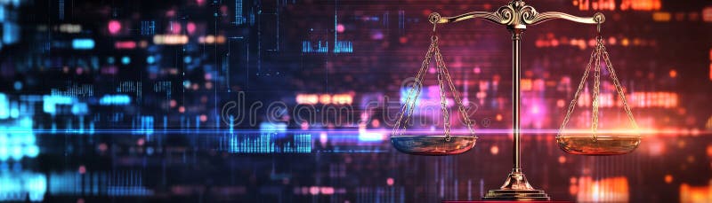 Digital Justice Scales of Justice in Tech Background, Cyber Law, Data ...