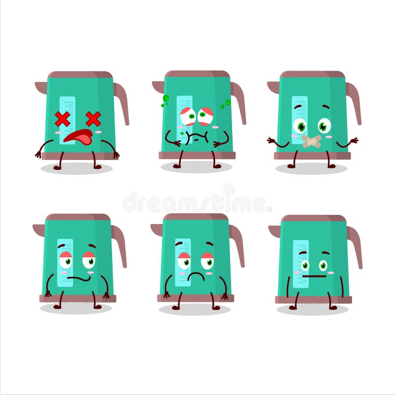 Digital Kettle Cartoon Character with Sad Expression Stock Vector ...