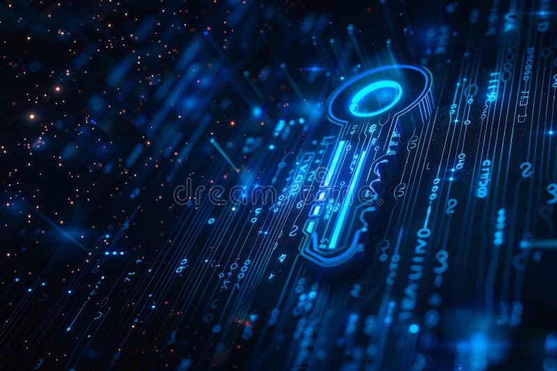 Digital Key for Access and Security Stock Illustration - Illustration ...