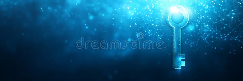 Digital Key, Access Symbol on Blue Technology Background with Connected ...