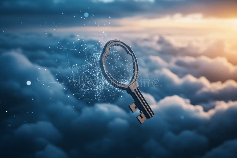 Digital Key among Clouds Representing Security and Technology Stock ...