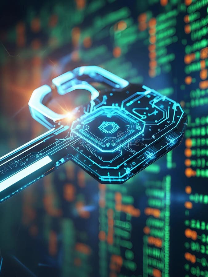 Digital Key Cyber Security and Data Protection Stock Illustration ...