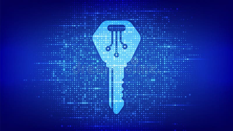 Digital Key. Electronic Key Icon Made with Binary Code. Cyber Security and Access Background ...