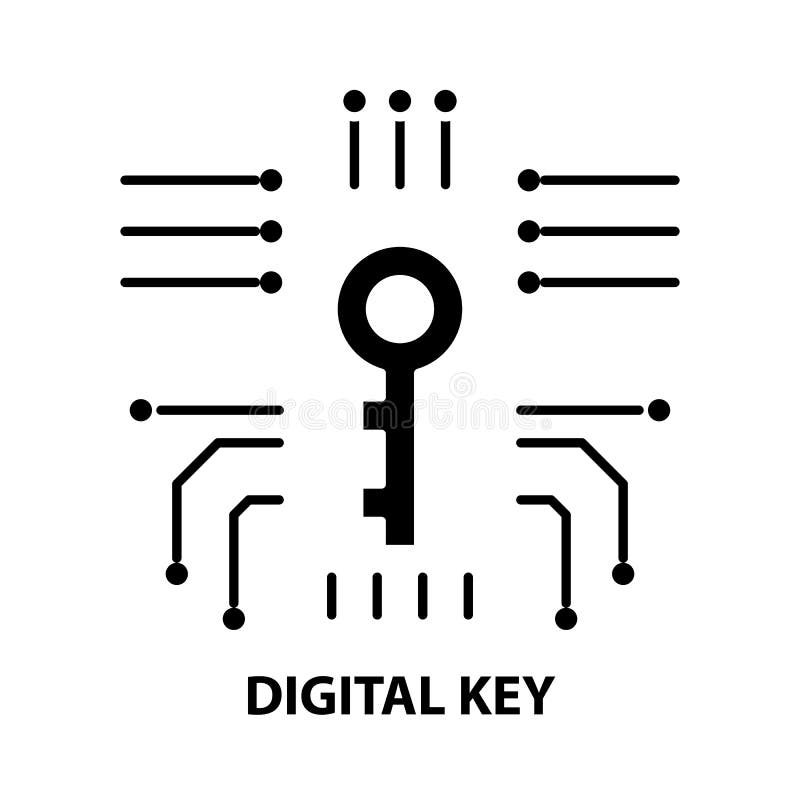 Digital Key Icon, Black Vector Sign with Editable Strokes, Concept ...