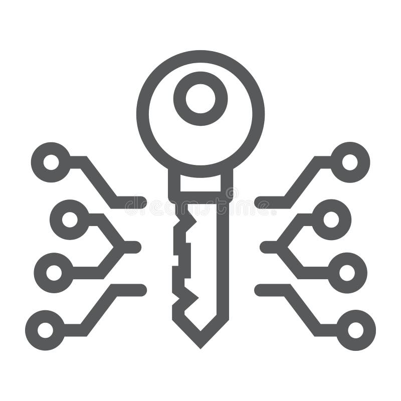 Digital Key Line Icon, Security and Safety, Key Sign, Vector Graphics ... Digital Key Line Icon, Security and Safety, Key Sign, Vector Graphics ...