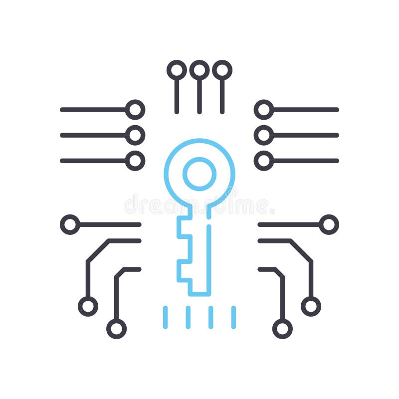 Digital Key Line Icon, Outline Symbol, Vector Illustration, Concept ...
