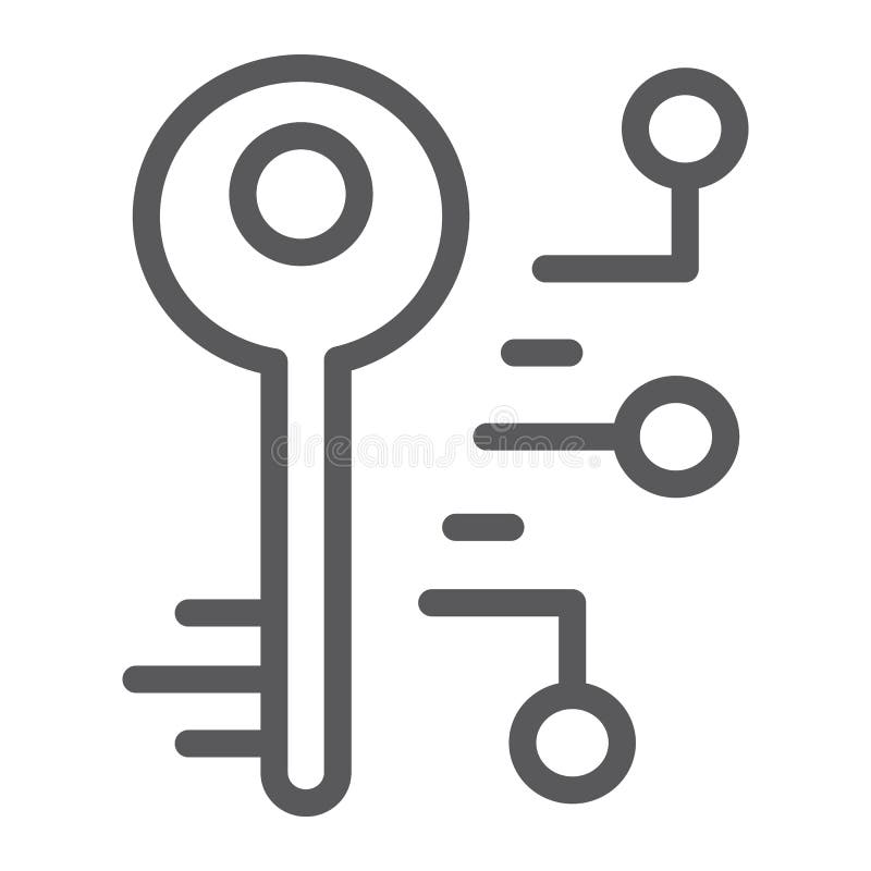 Digital Key Line Icon, Security and Safety, Key Sign, Vector Graphics ...