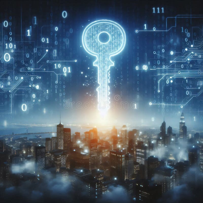Digital Key Symbolizing Cyber-security, Digital Access, Conceptual ...