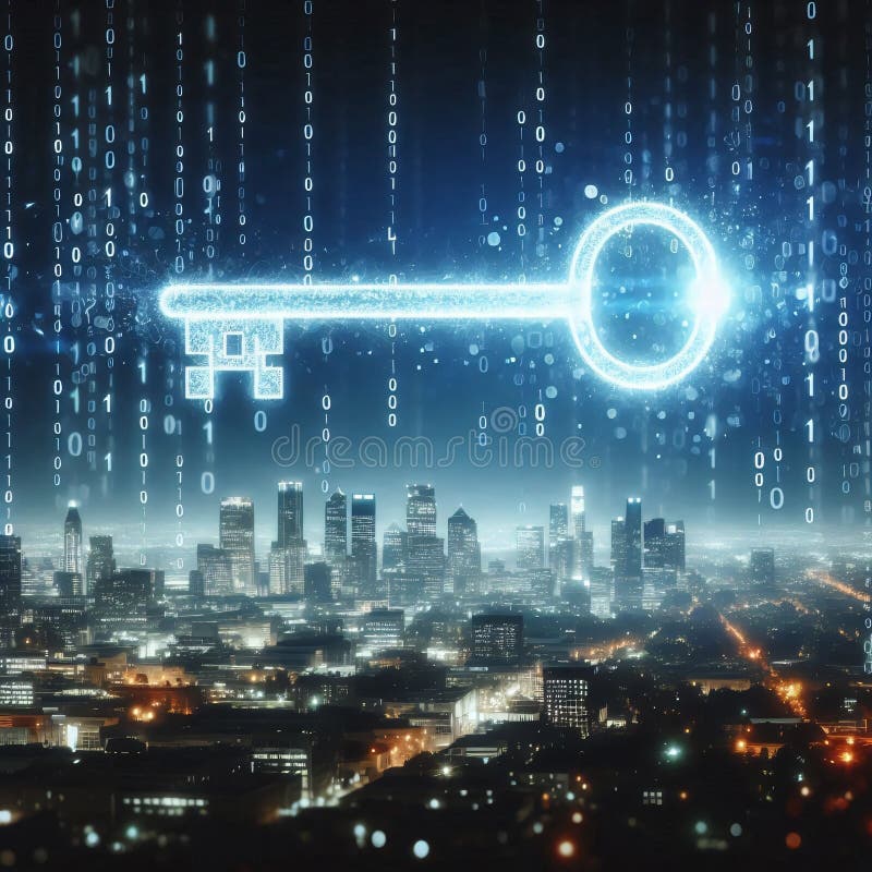 Digital Key Symbolizing Cyber-security, Digital Access, Conceptual ...